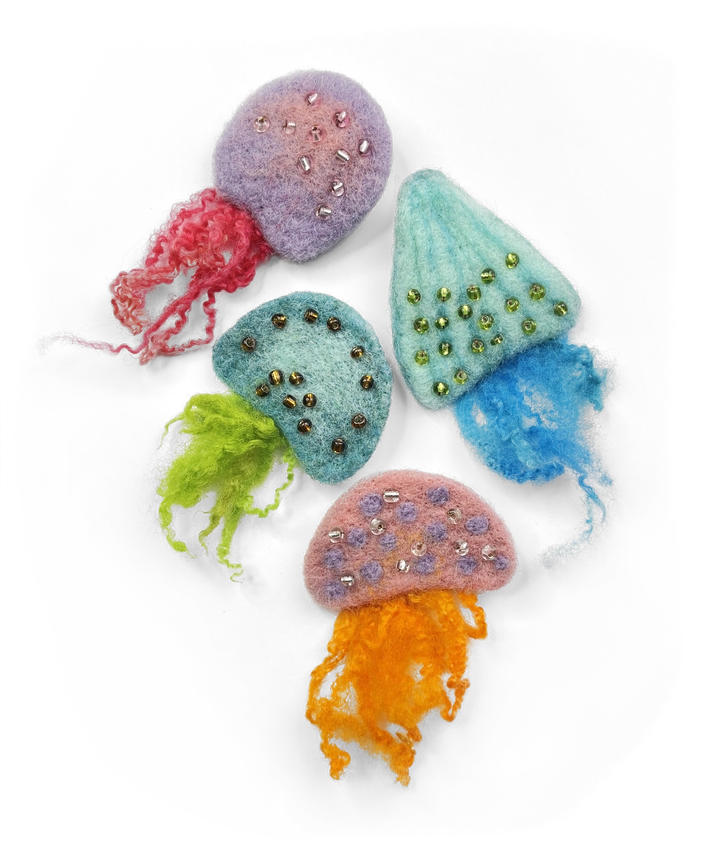 Jellyfish Brooches Needle Felting Kit – Wool and Dye Works
